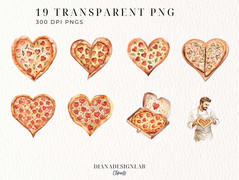 Heart Pizza Clipart, Digital Download, Pizza Clip Art, Pizza Slice PNG ...