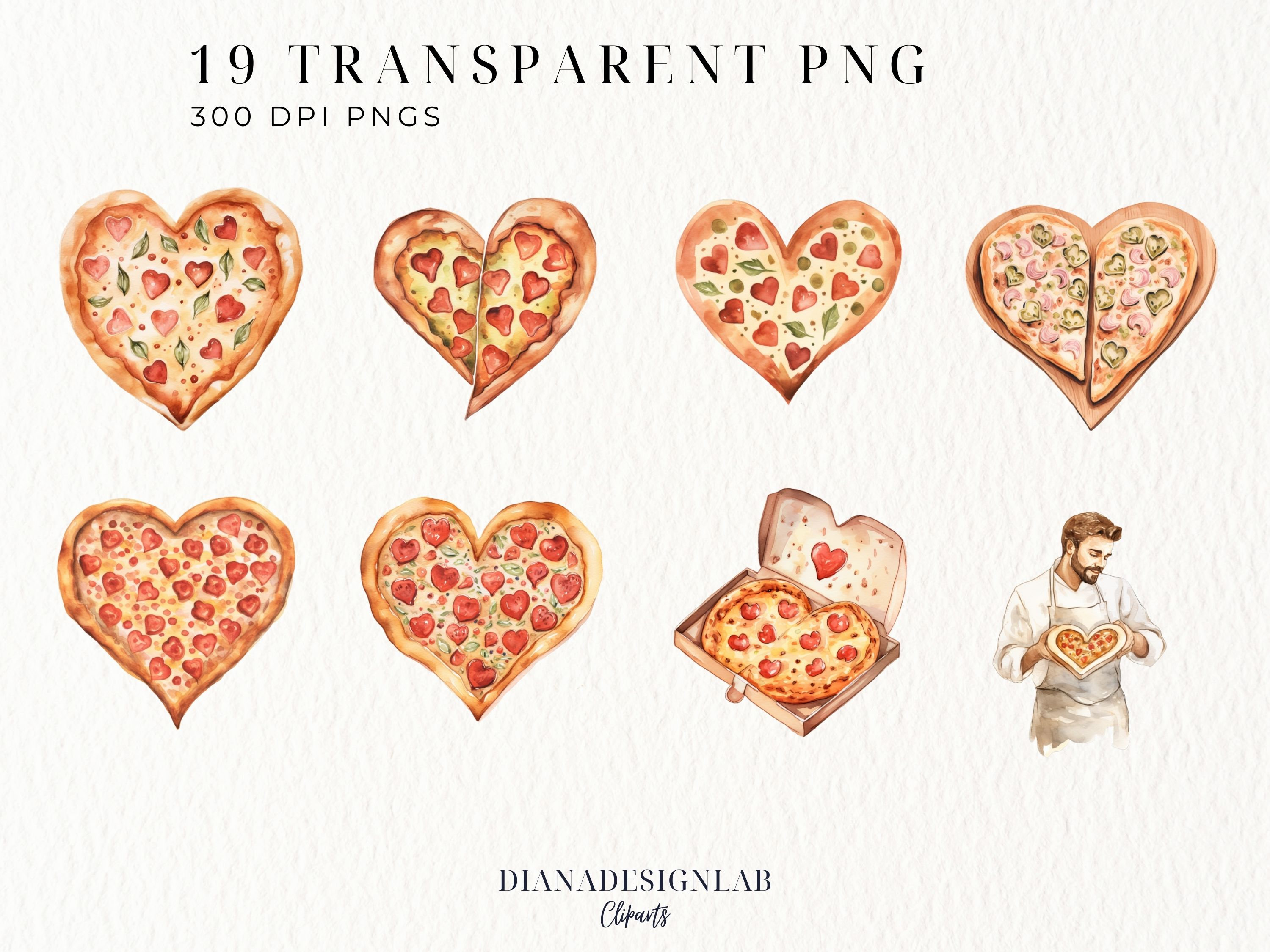 Heart Pizza Clipart, Digital Download, Pizza Clip Art, Pizza Slice PNG ...
