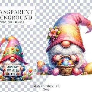 Watercolor Easter Gnome Clipart, Commercial Use, Spring Gnome Png ...