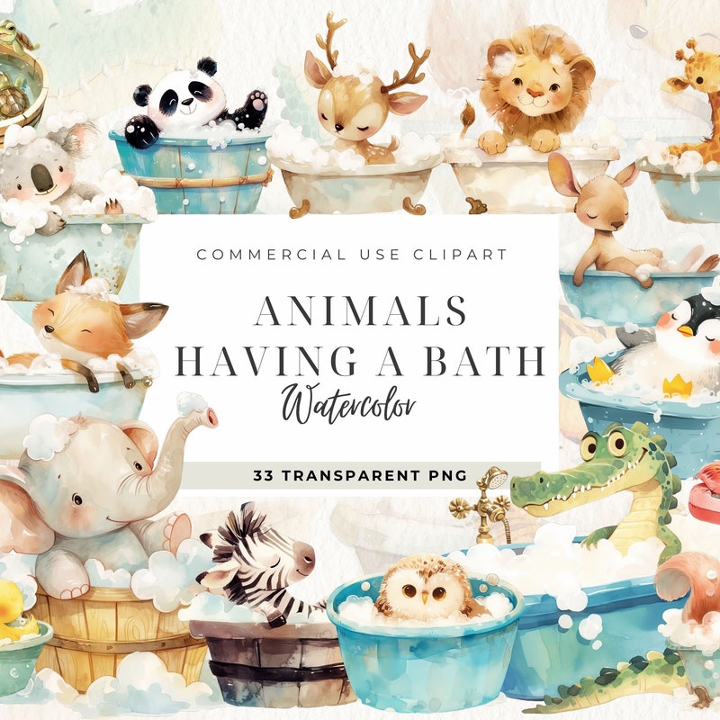 Animal Bathroom Clipart - Etsy UK