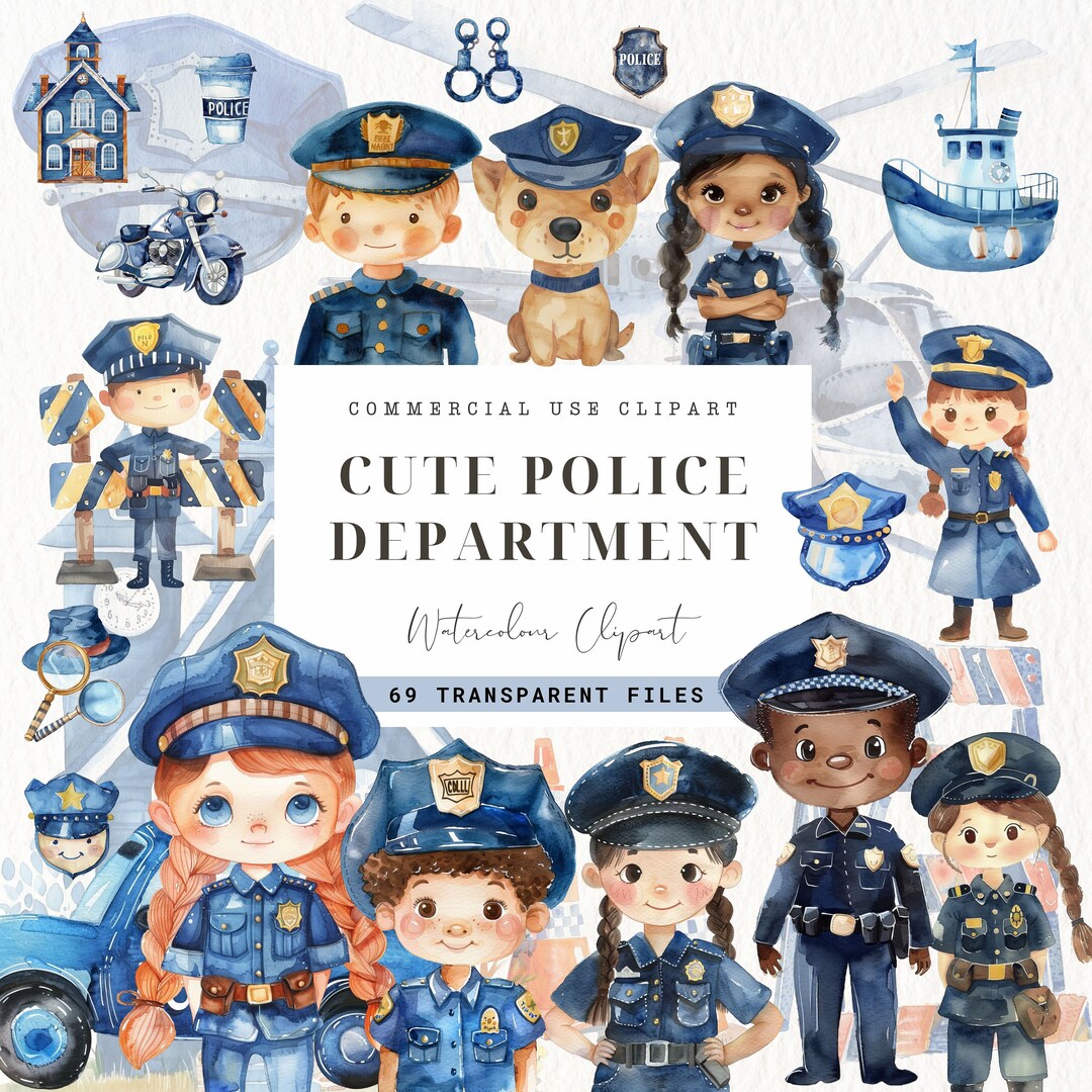 Police Watercolor Clipart, Police Officer, Birthday Police, Police ...