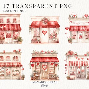 Valentines Shop Clipart, Coffee Shop Clipart, Romantic Clipart, Love ...