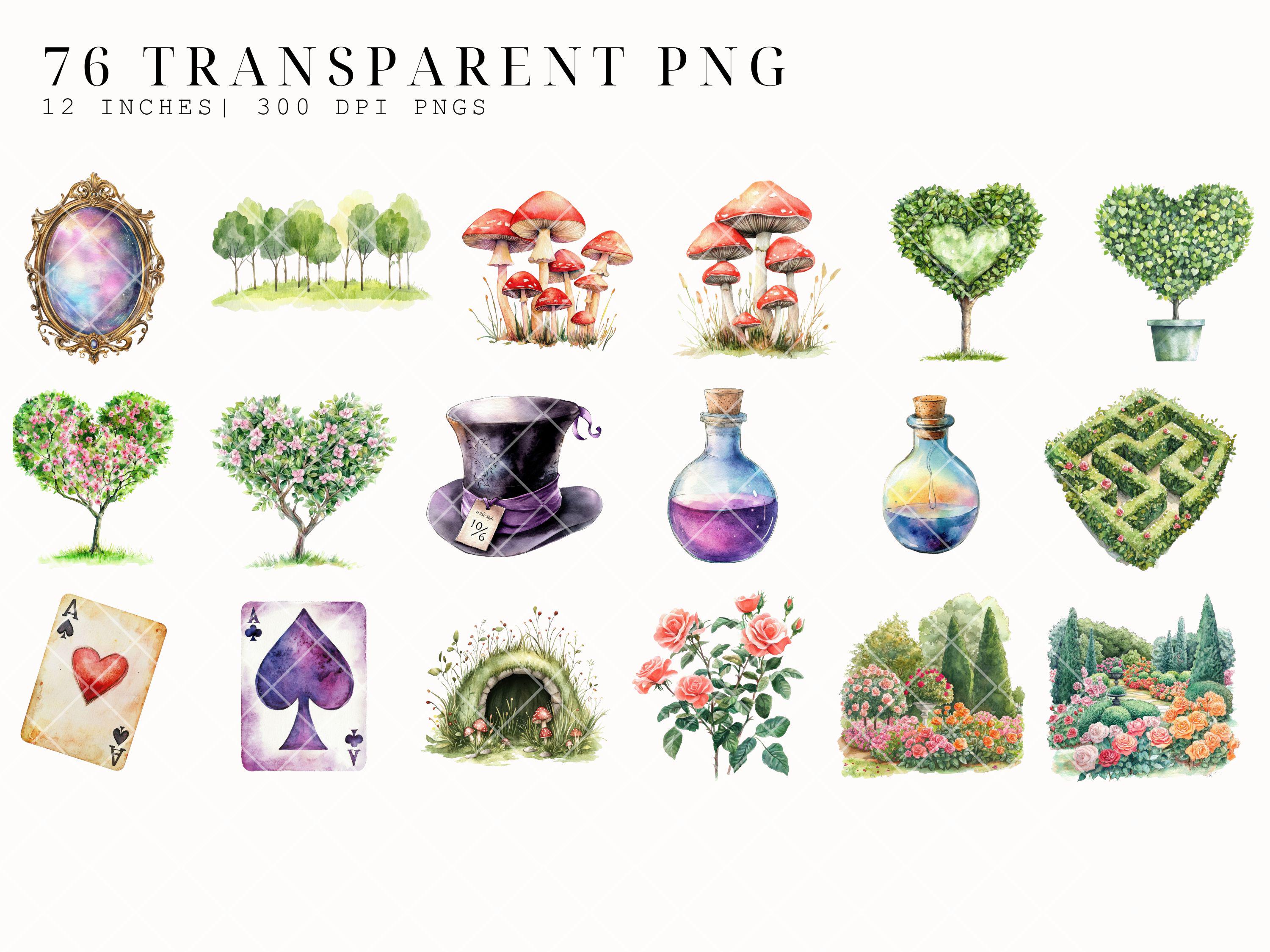 Alice in Wonderland Clipart Watercolor, Tea Party Decor, Whimsicall ...