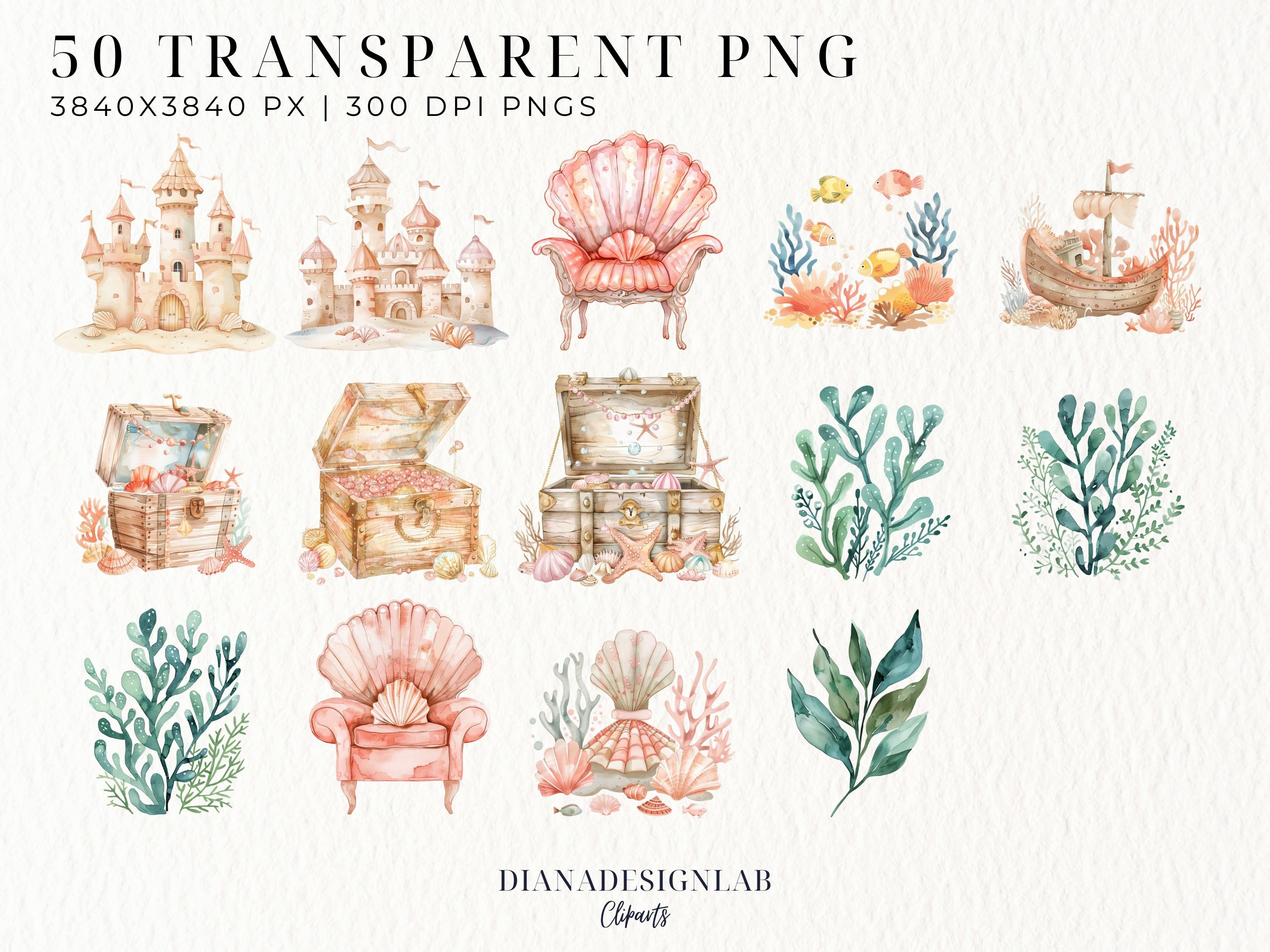 Mermaid Clipart Bundle, Junk Journal Png Bundle, Black Mermaid, Sea ...