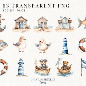 Cute Sailor Teddy Bear Clipart, Nautical Nursery Clip Art, Under the ...