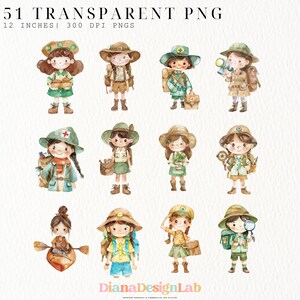 Girl Scout Clipart, Watercolor Scout Clip Art, Outdoor Activities ...