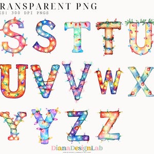 Christmas Watercolor Alphabet and Numbers Clipart, Letters and Numbers ...