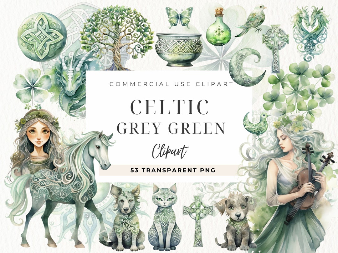 Celtic Ireland Watercolor Clipart, Scrapbook, Junk Journal, Celtic Clip ...