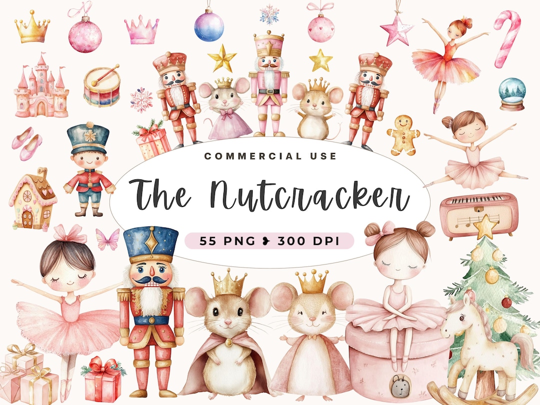Nutcracker Ballet Clipart, Watercolor Mouse King, Ballerina, Ballet ...