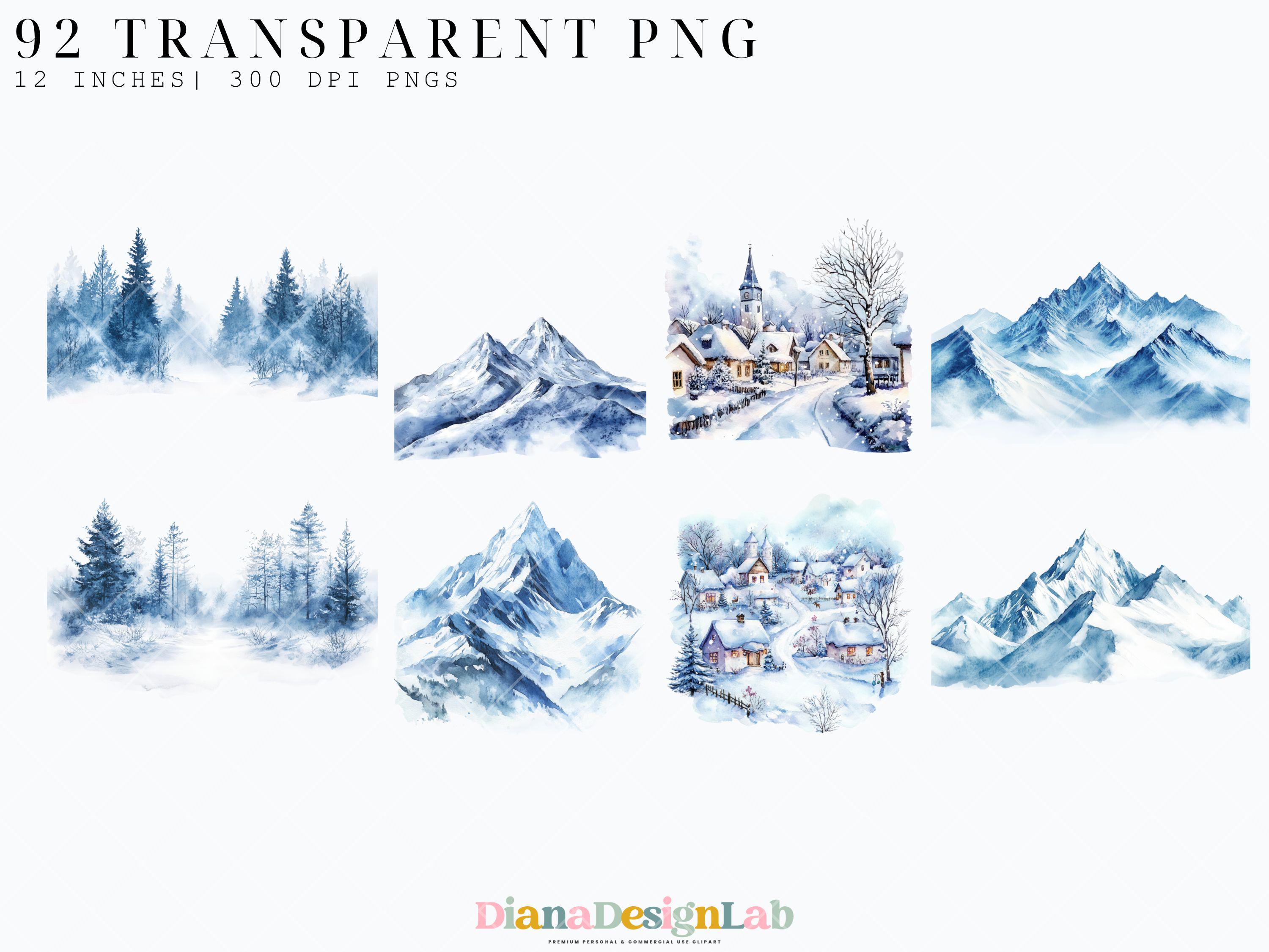 Winter Watercolor Clipart, Hello Winter, Merry Christmas, Cozy Blue ...