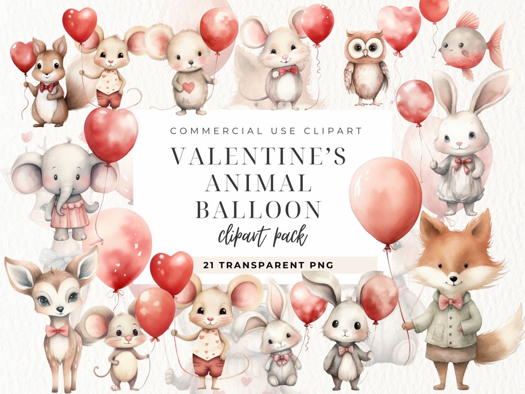 Watercolor Valentine's Day Clipart, Love Clipart, Baby Animals ...