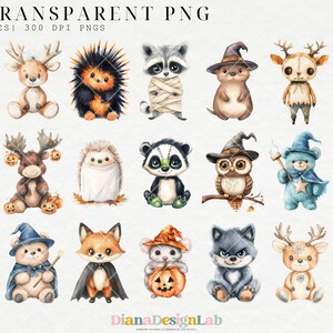 Woodland Halloween Watercolor Clipart, Nursery Decor, Spooky Clipart ...