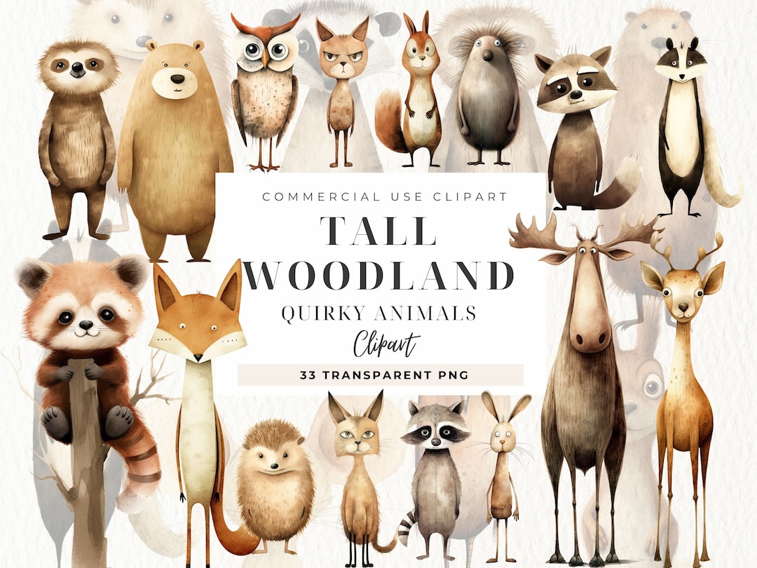 Quirky Woodland Animals Clipart, Tall Animals, Long Legs, Memory Books ...