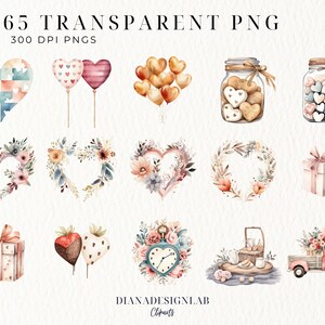 Watercolor Valentines Day Clipart, Boho Valentines Clip Art, Teddy ...