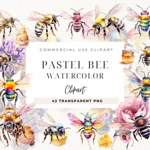 Bee Watercolor Clipart, Honey Clip Art, Baby Wall Art, Bee's Clipart ...