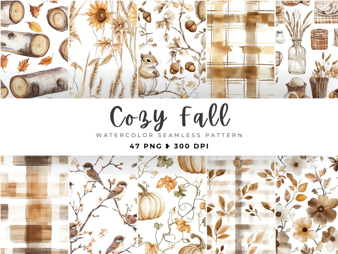 Fall Seamless Pattern Bundle, Seamless Pattern, Autumn Design, Digital ...