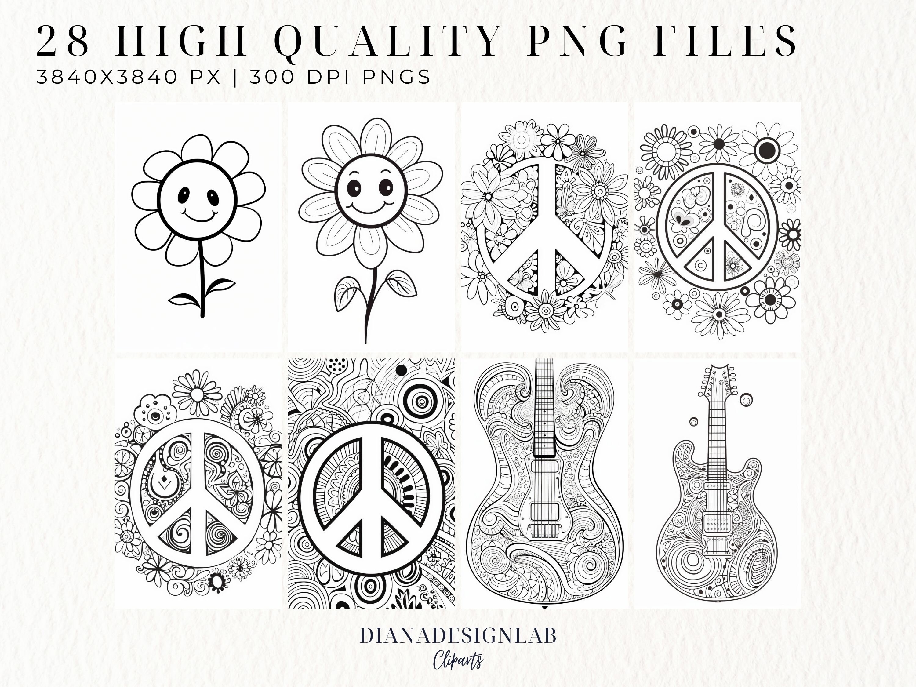 Groovy Retro Coloring Pages, Instant Download, Printable Coloring ...