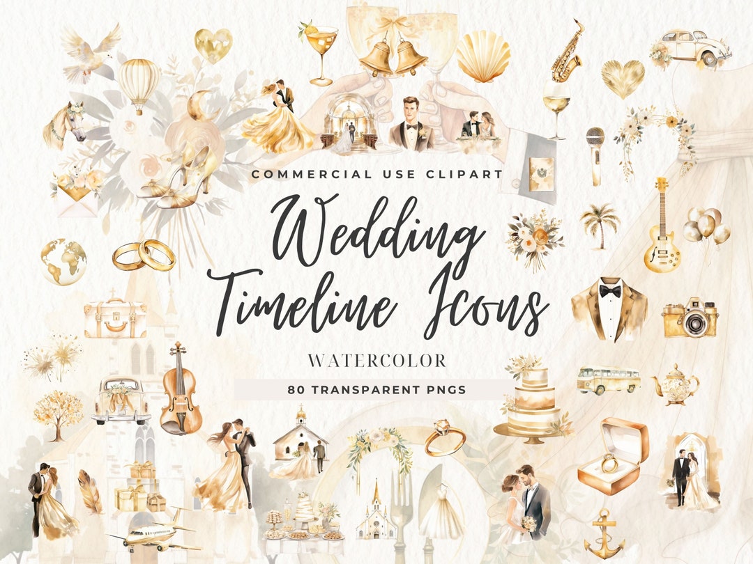 Wedding Timeline Icons Clipart, Marriage Icon Pack, Wedding Card ...
