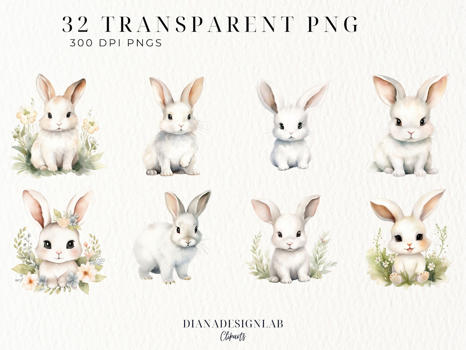 Cute White Bunny Clipart, Baby Bunny PNG, Bunny Illustration, Children ...