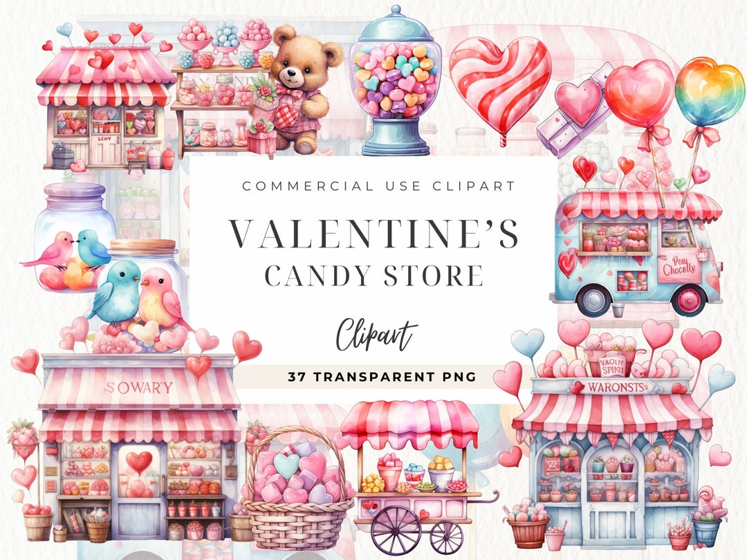 Valentine Candy Shop Clipart, Commercial Use, Sweet Clip Art, Candyland ...