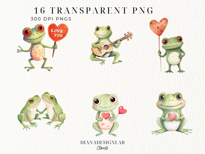 Frog Valentine Clipart, Digital Clipart Scrapbooking, Cute Frog, Couple ...