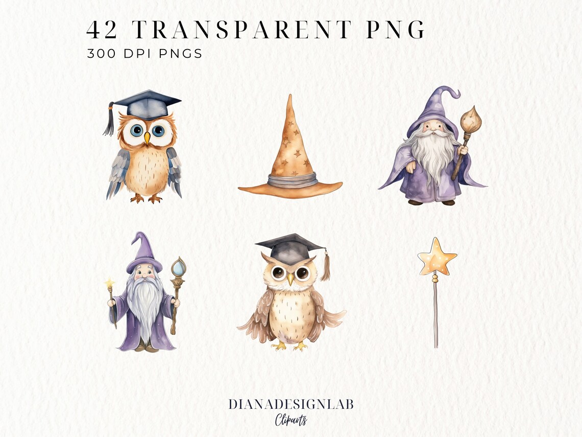Wizard Academy Clipart, Instant Download, Wizard Students, Witches Png ...