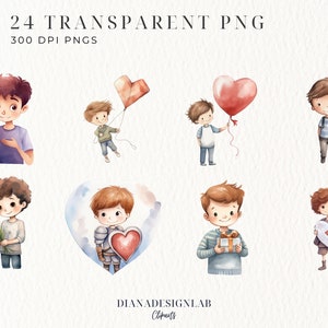 Boy Valentine Clipart, Valentine Clipart, Love Digital Download, Cute ...