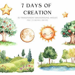 7 Days of Creation Clipart, Sunday School, Biblical Characters ...