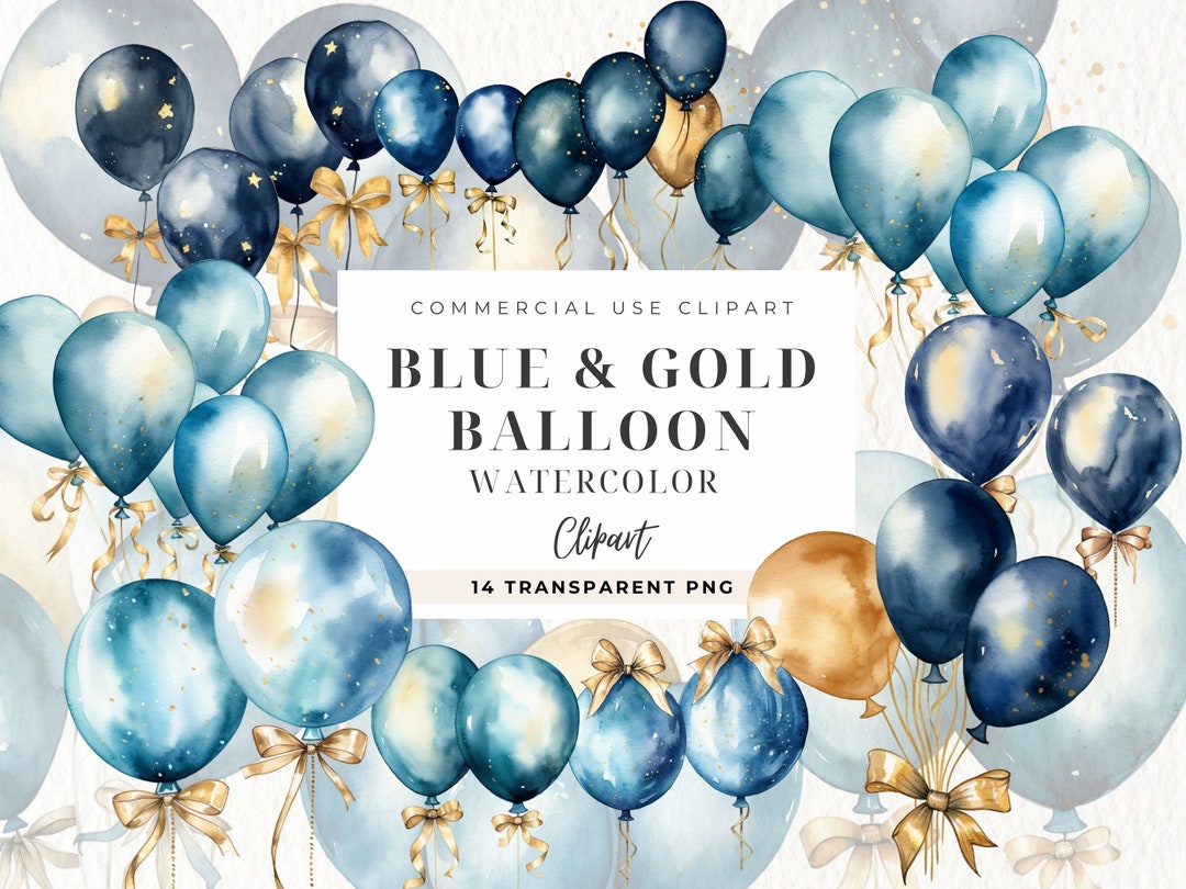Blue and Gold Balloon, Commercial Use, Wedding Invitation, Gold ...