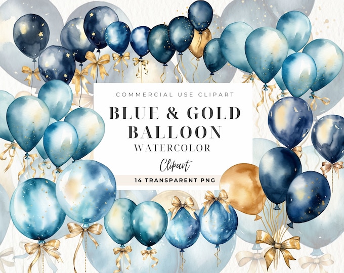 Royal Blue and Gold Balloon Arch Clipart, Balloon Png Digital Overlays ...