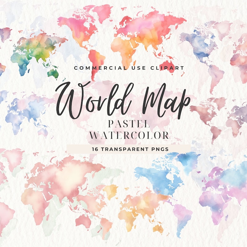 Pink Pastel World Map - Etsy