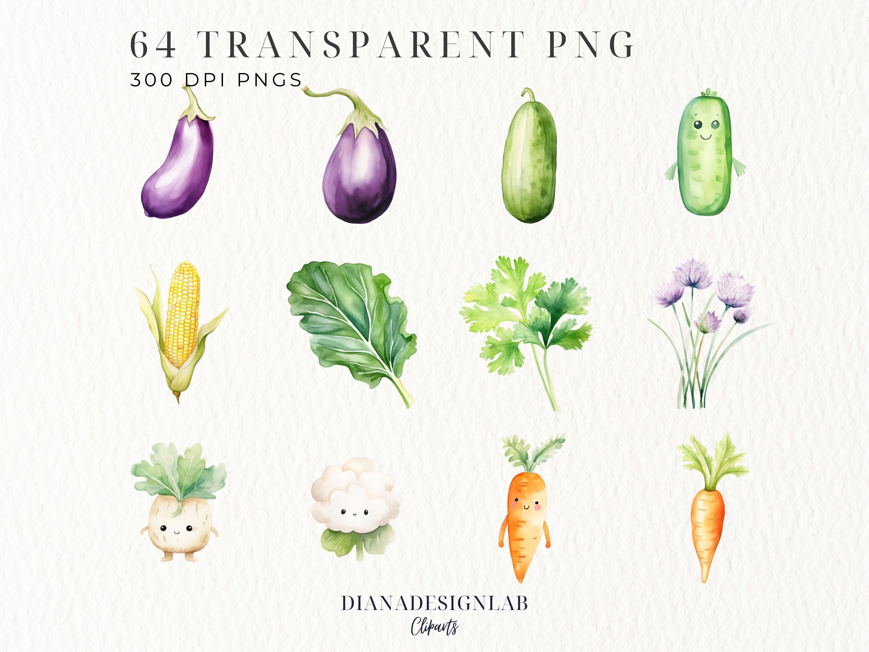 Watercolor Clipart Vegetables, Instant Download, Fresh Vegetables ...