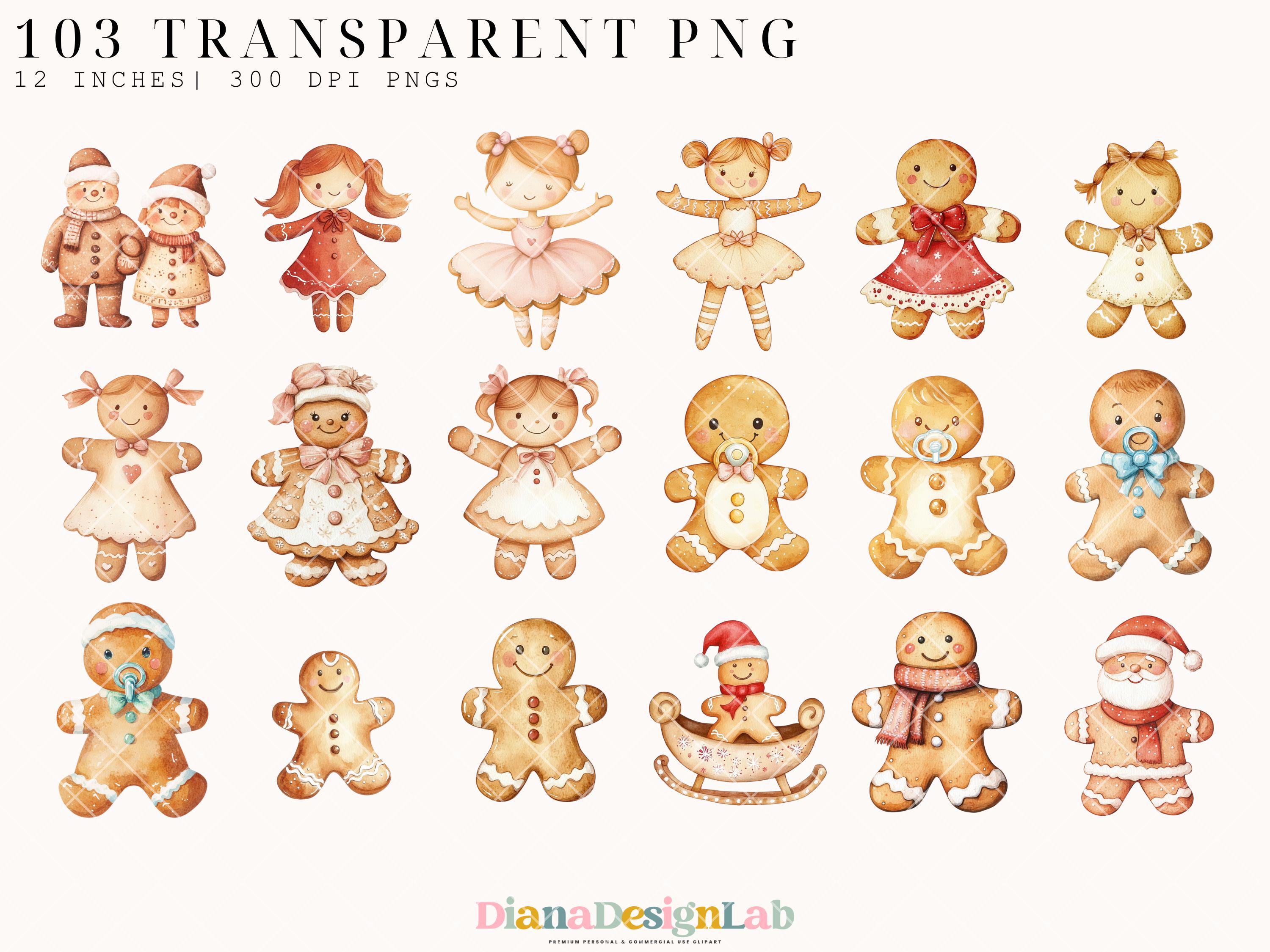 Gingerbread Family Clipart, Christmas, Digital Download, Festive Xmas ...