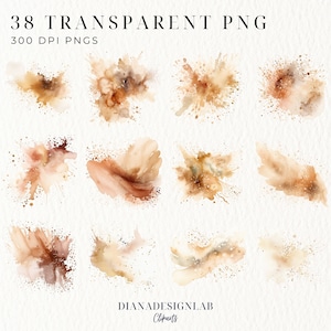 Neutral Watercolor Splatter Clipart, Elements & Free Flowing Shapes ...