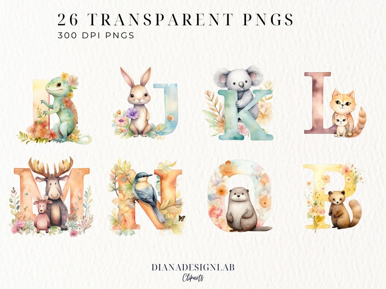 Woodland Alphabet Clipart, Letter Clip Art, Fog Forest, Commercial Use ...