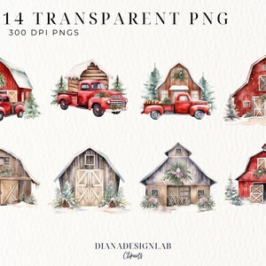 Winter Barn Clipart, Digital Download, Red Barn Clipart, Farm Clip Art ...