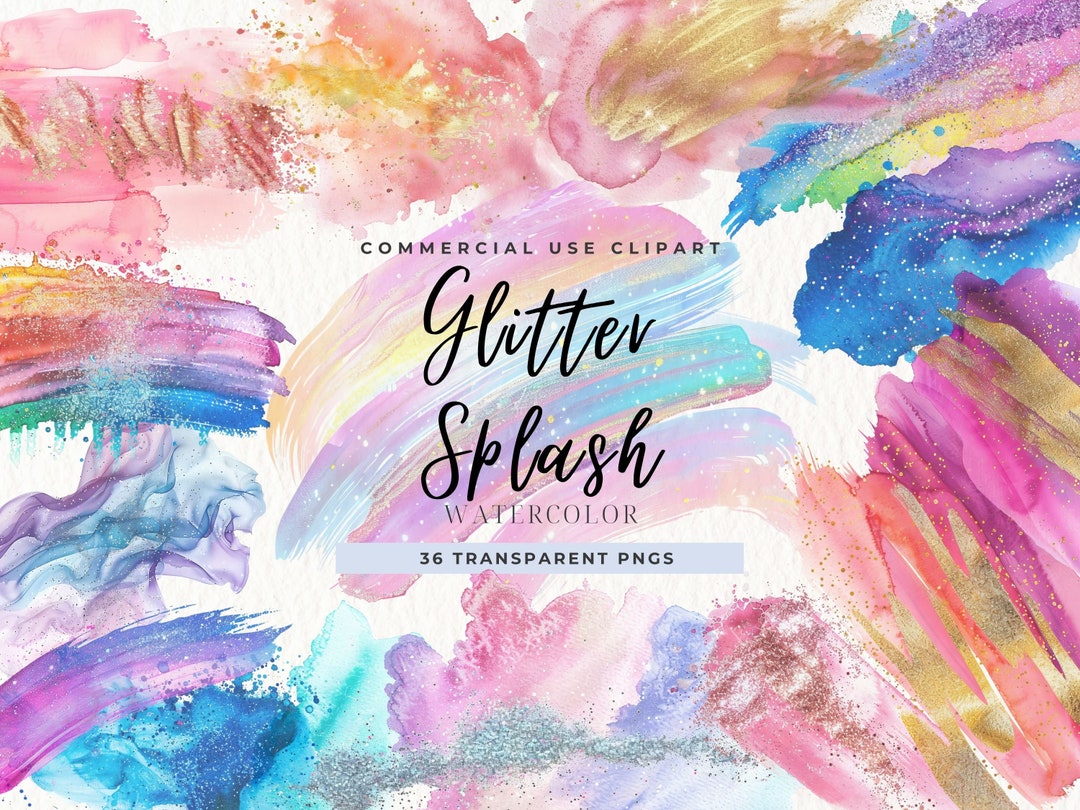 Glitter Smear Clipart, Watercolor Splatter Clipart, Abstract Background ...