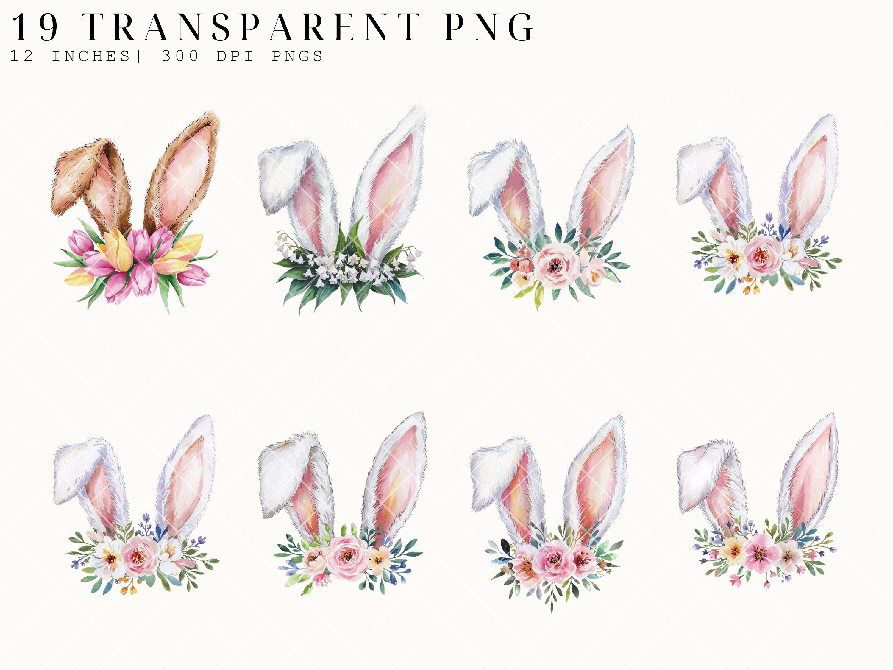 Bunny Ears Flowers Clipart: Easter PNG Bundle (digital Download) - Etsy