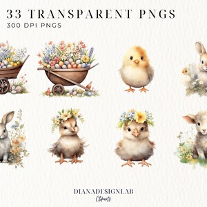 Watercolor Easter Clipart Bundle, Easter Bunny, Eggs Floral Baskets ...