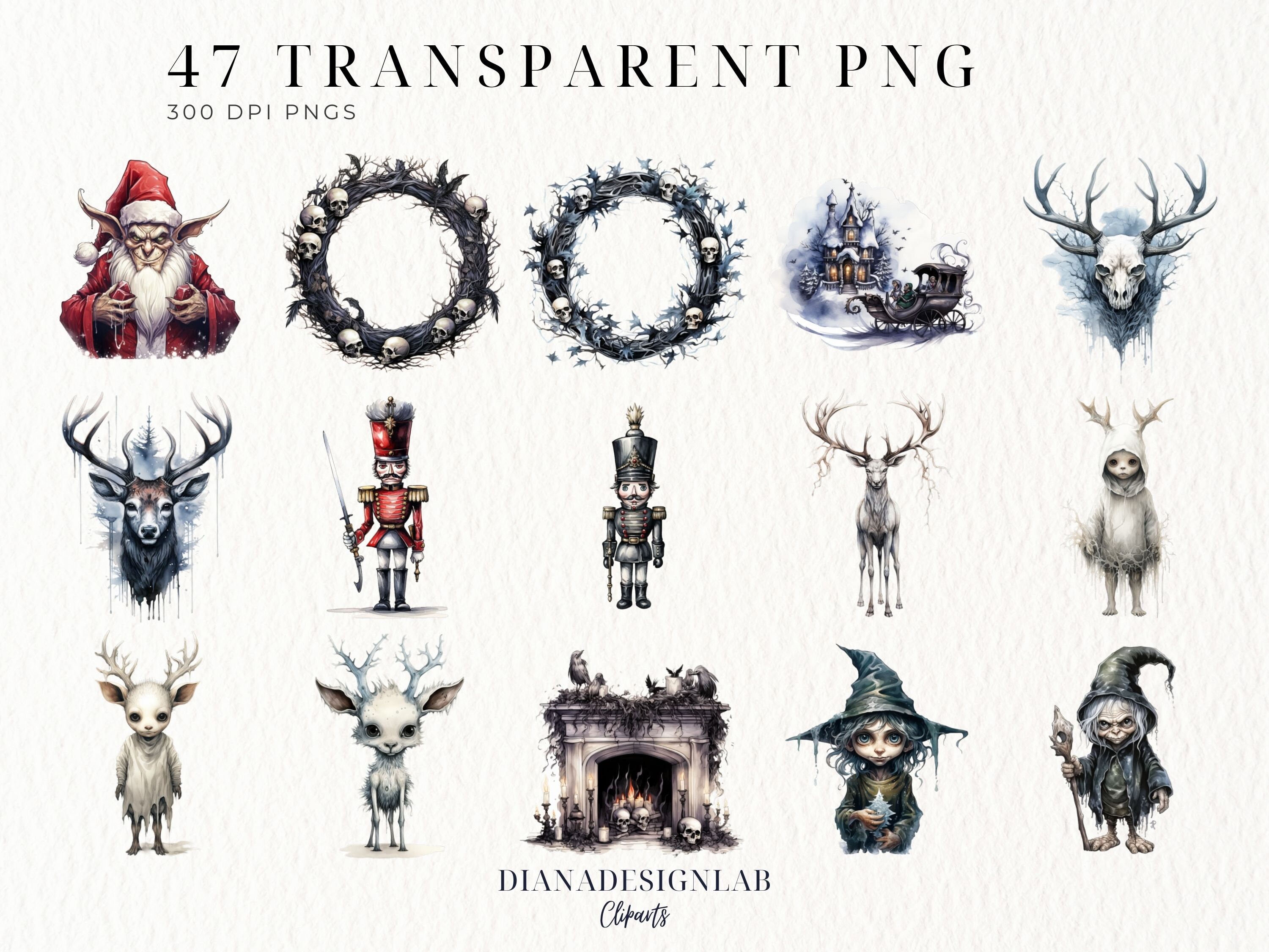 Creepy Christmas Clipart Winter Holiday Png Goth Christmas - Etsy UK