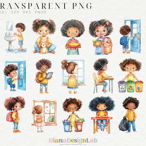 School Duties Clipart, Teacher, Daily Routine, Housekeeping, Digital ...