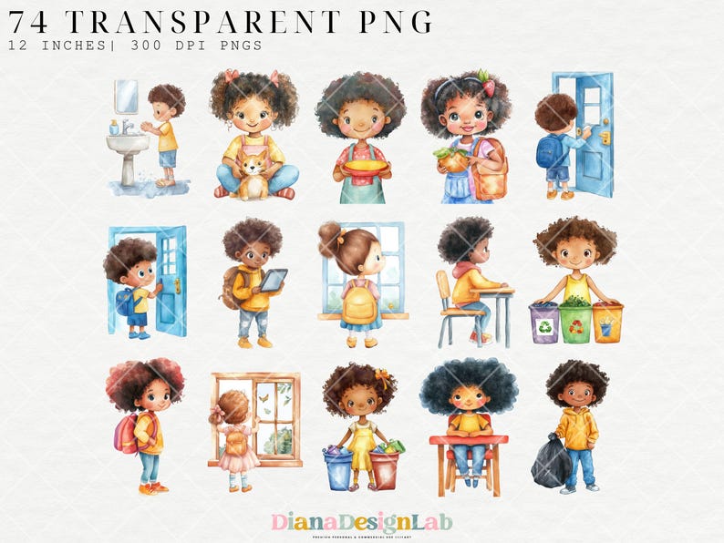 School Duties Clipart, Teacher, Daily Routine, Housekeeping, Digital ...