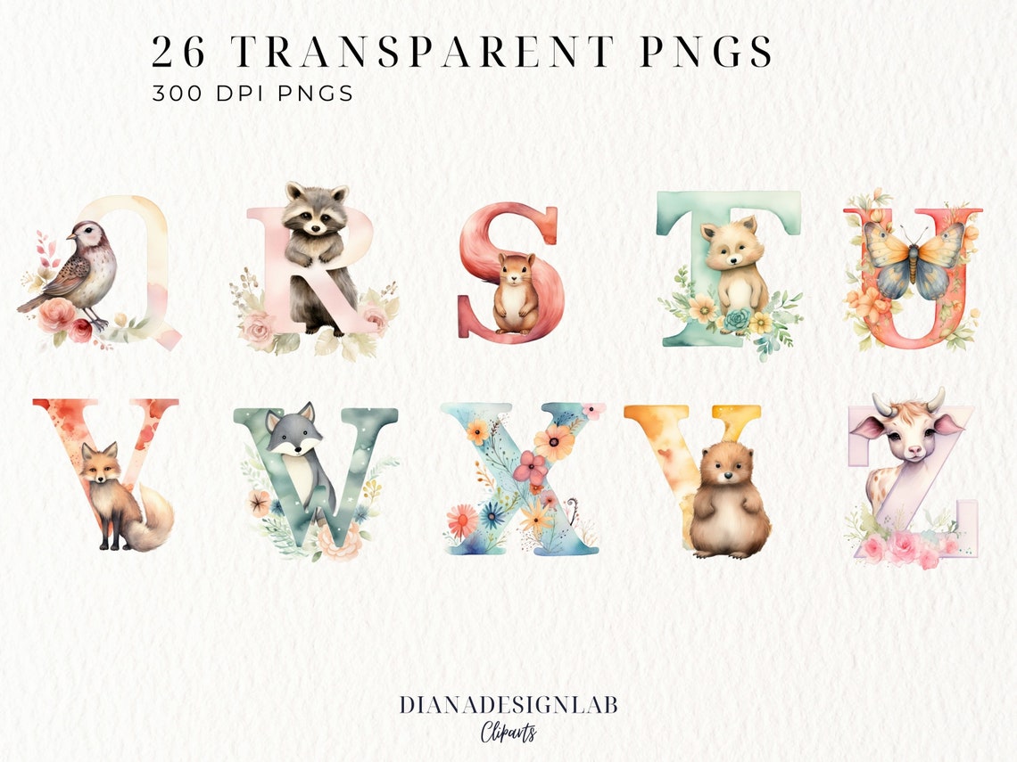 Woodland Alphabet Clipart, Letter Clip Art, Fog Forest, Commercial Use ...