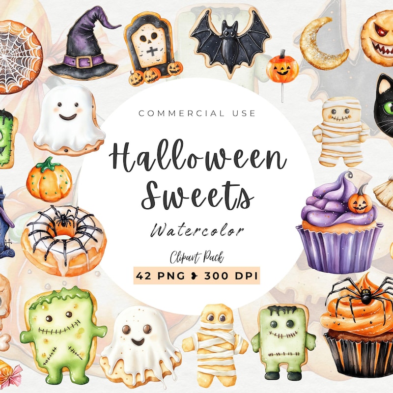 Halloween Cookie Clipart - Etsy