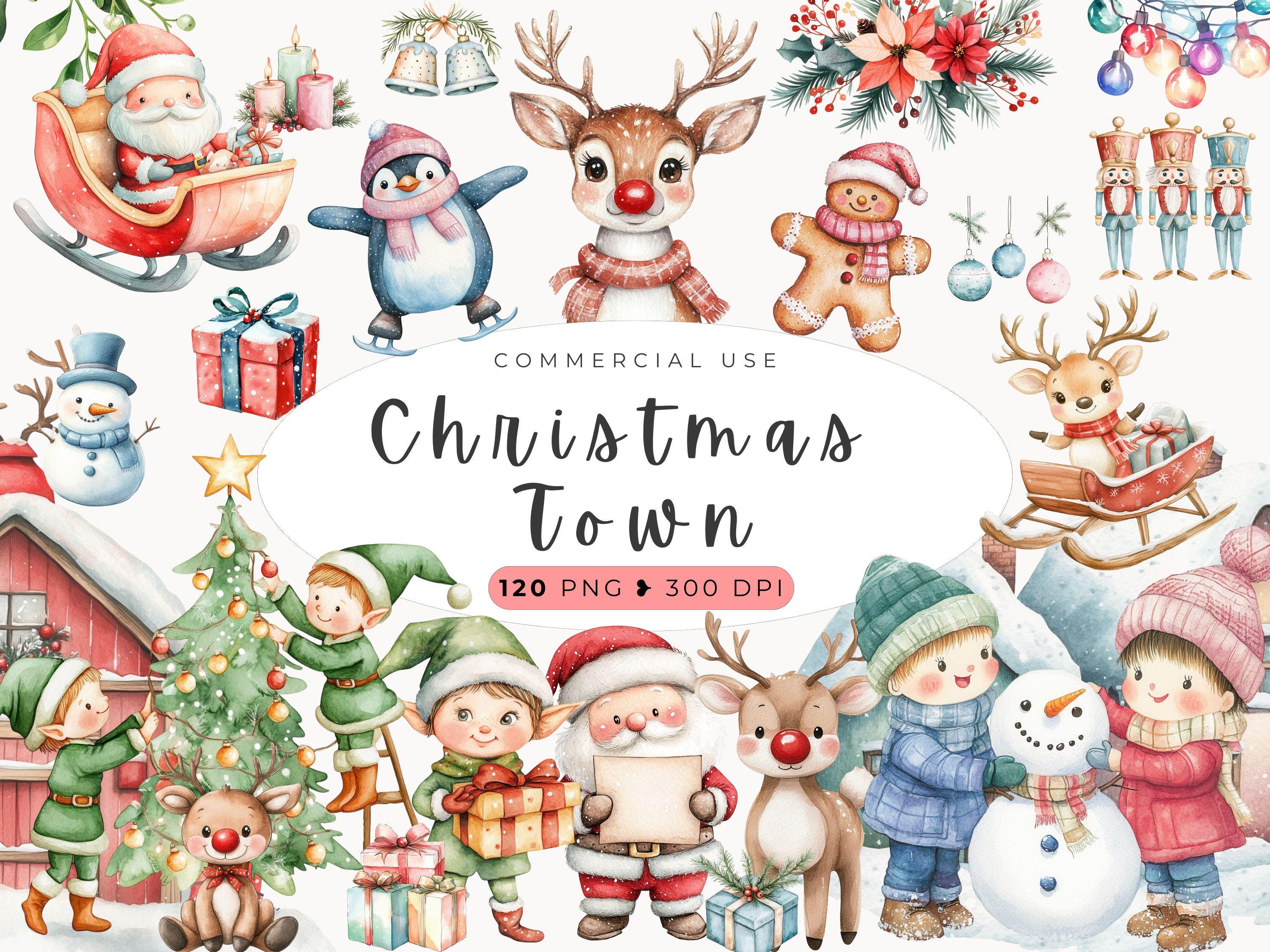 Santas Village Clipart, Cute Santa Png, North Pole Clipart, Xmas ...