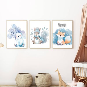 Cute Winter Wonderland Clipart Bundle, Baby Blue, Watercolor Winter ...