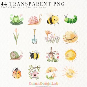 Spring Doodle Clipart, Digital Download, Weather Illustrations, Flower ...