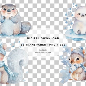 Cute Winter Wonderland Clipart Bundle, Baby Blue, Watercolor Winter ...