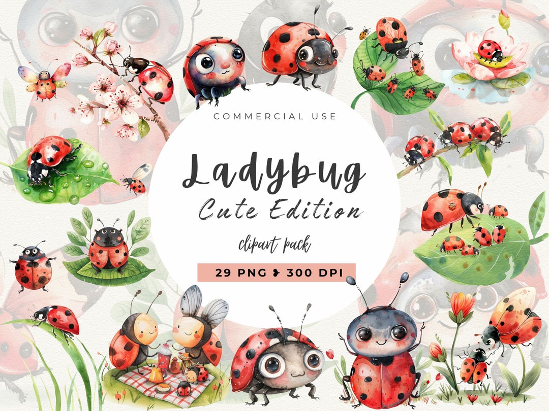 Ladybug Clipart Watercolor, Insect Png, Digital Download, Ladybug Png ...