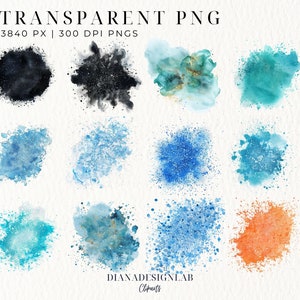 Blue Watercolor Splatter Clipart, Abstract Background, Splashes Deep ...